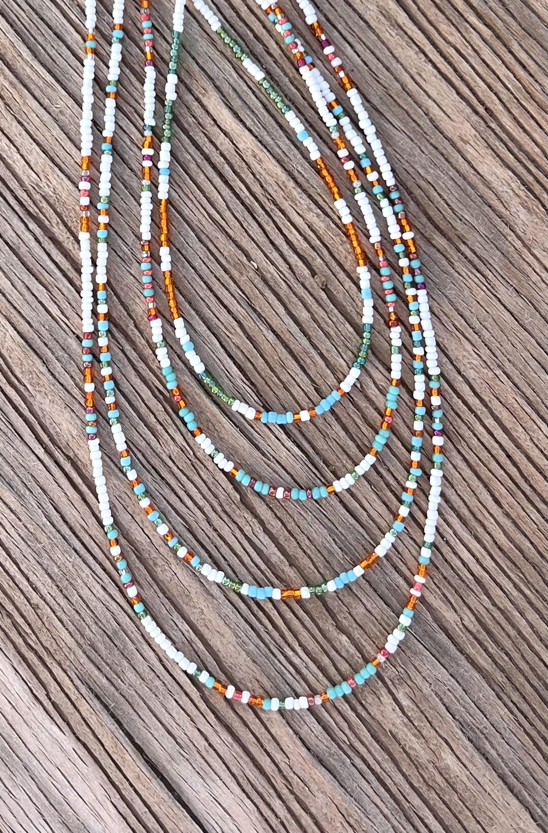 Minimalist Dainty Seed Bead Necklace Beaded Layering Necklaces Boho Multicolor Beach Vibes ...