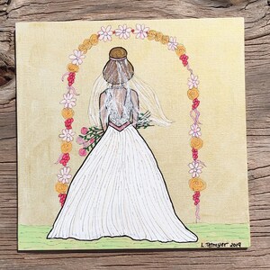 Bride Acrylic Painting 8 X 8 Inch Canvas Panel Gold Shimmer White ...