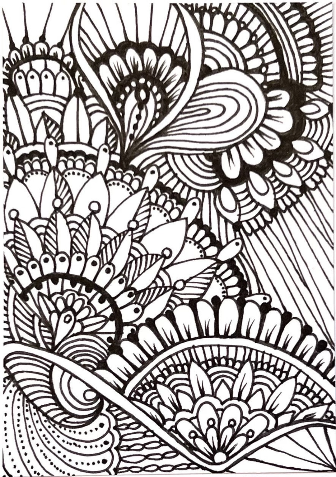 Spring Fling ACEO ORIGINAL Zentangle Style B&W or Color Your Own Way ...