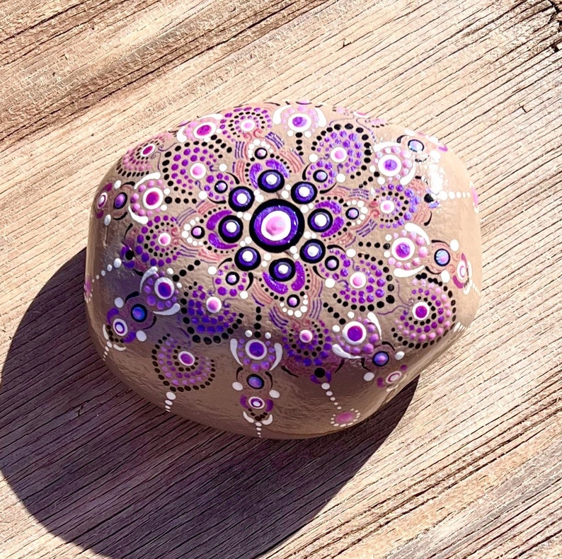 Large Hand Painted Art Stone Mandala Art Rock Painting Stone - Etsy