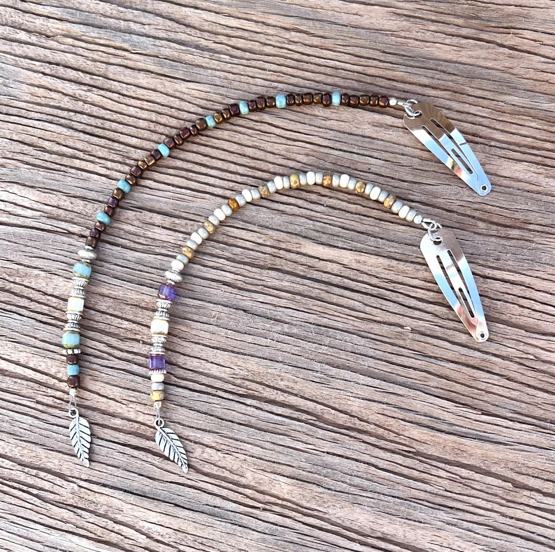 Boho Beaded Hairclip Seed Bead Hairclips Hippie Festival Multicolor ...
