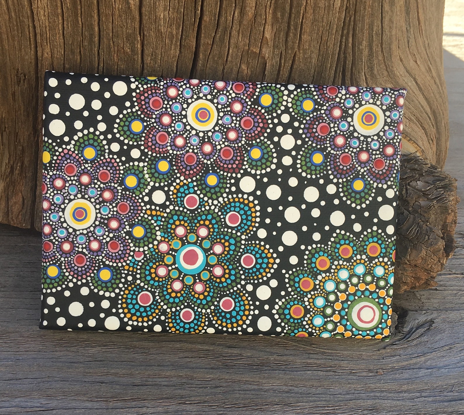 Dots & Flowers Small Dot Art Painting Vivid Colors 5X7 Stretched Canvas ...