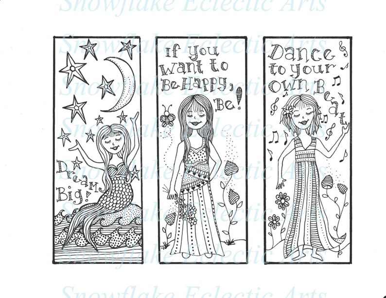 DIY Printable Coloring Page BOOKMARKS Instant PDF Digital - Etsy