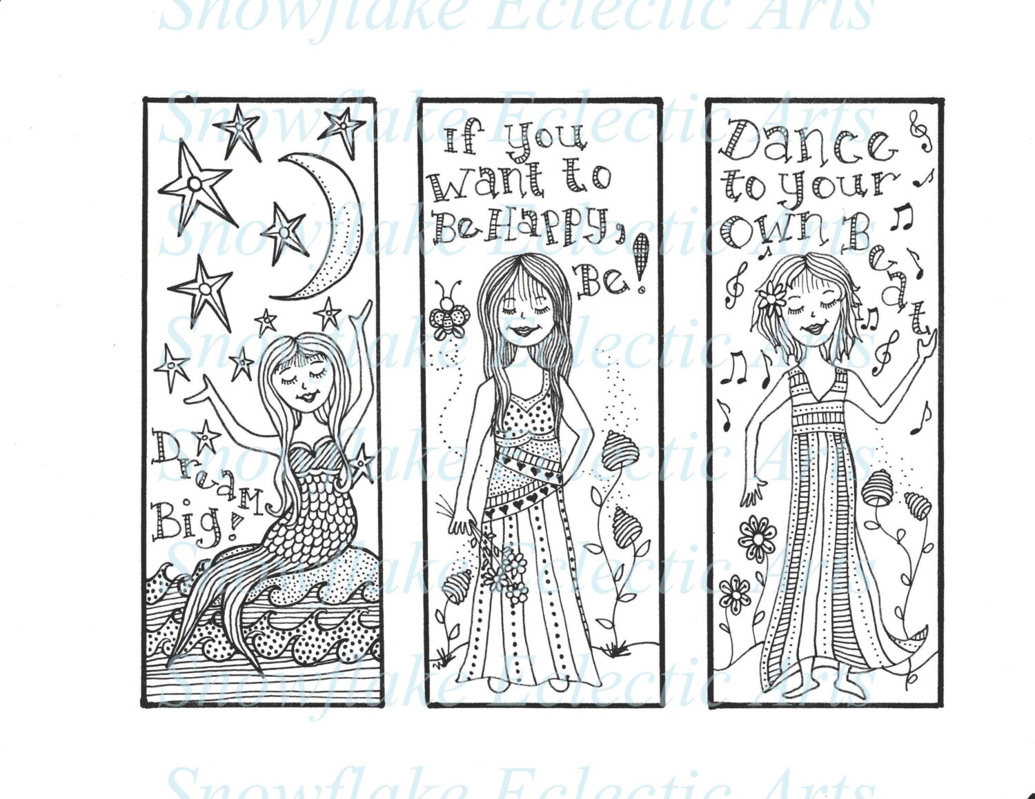 DIY Printable Coloring Page BOOKMARKS - Instant PDF Digital Download ...