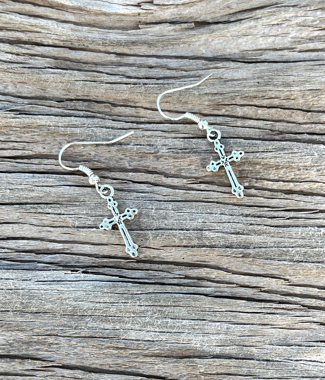 Boho Small Cross Dangle Earrings Silver Finish Christian Gift Christian ...