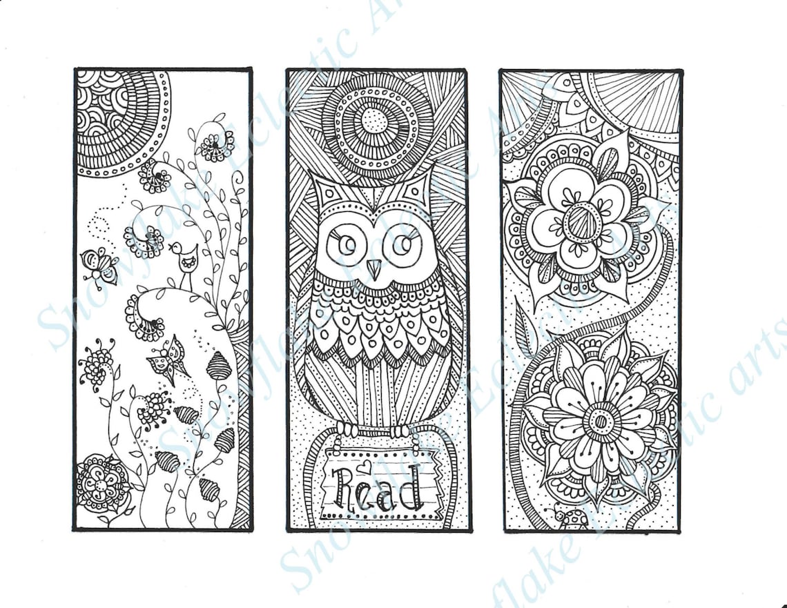DIY Printable Coloring Page BOOKMARKS - Instant PDF Digital Download ...