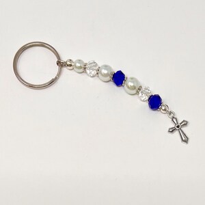 Handcrafted Swarovski & Czech Crystal Glass Pearls Keychain Christian ...