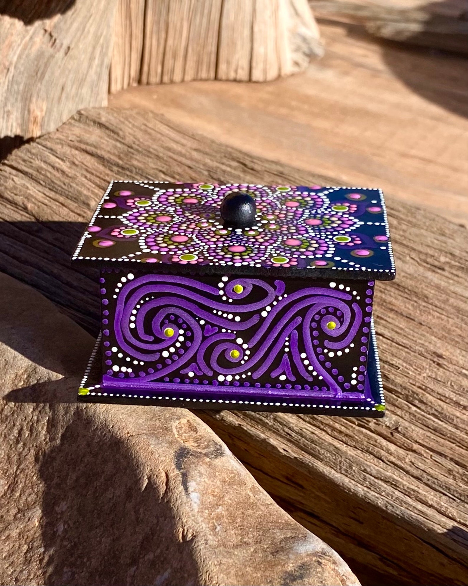 Hand Painted Decorative Trinket Boxes YOU Choose Dotted Mandala Dot Art ...