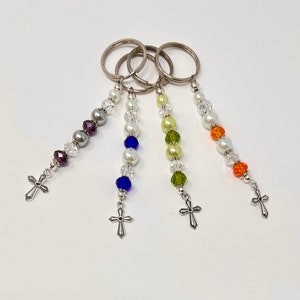 Handcrafted Swarovski & Czech Crystal Glass Pearls Keychain Christian ...