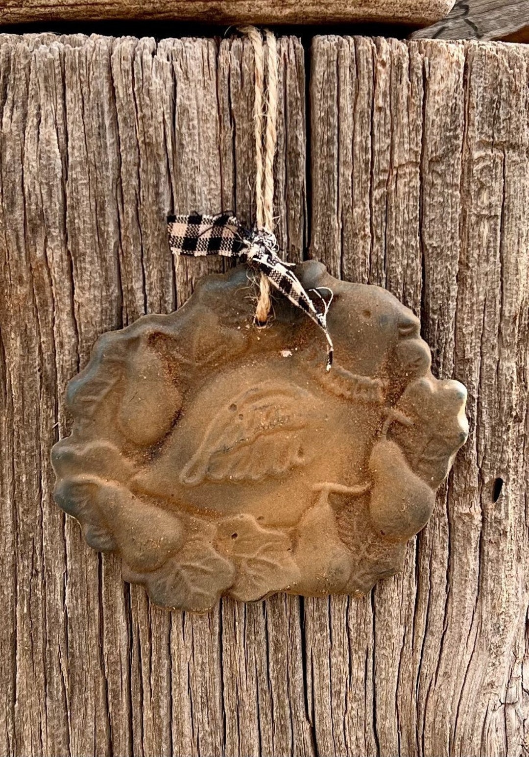 Primitive Rustic Handmade Blackened BEESWAX Partridge in A Pear Tree ...