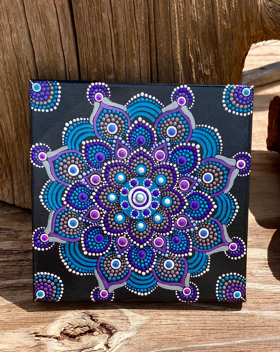 Cool Blues Acrylic Dot Art Painting Vivid Colors 8X8 Inch - Etsy