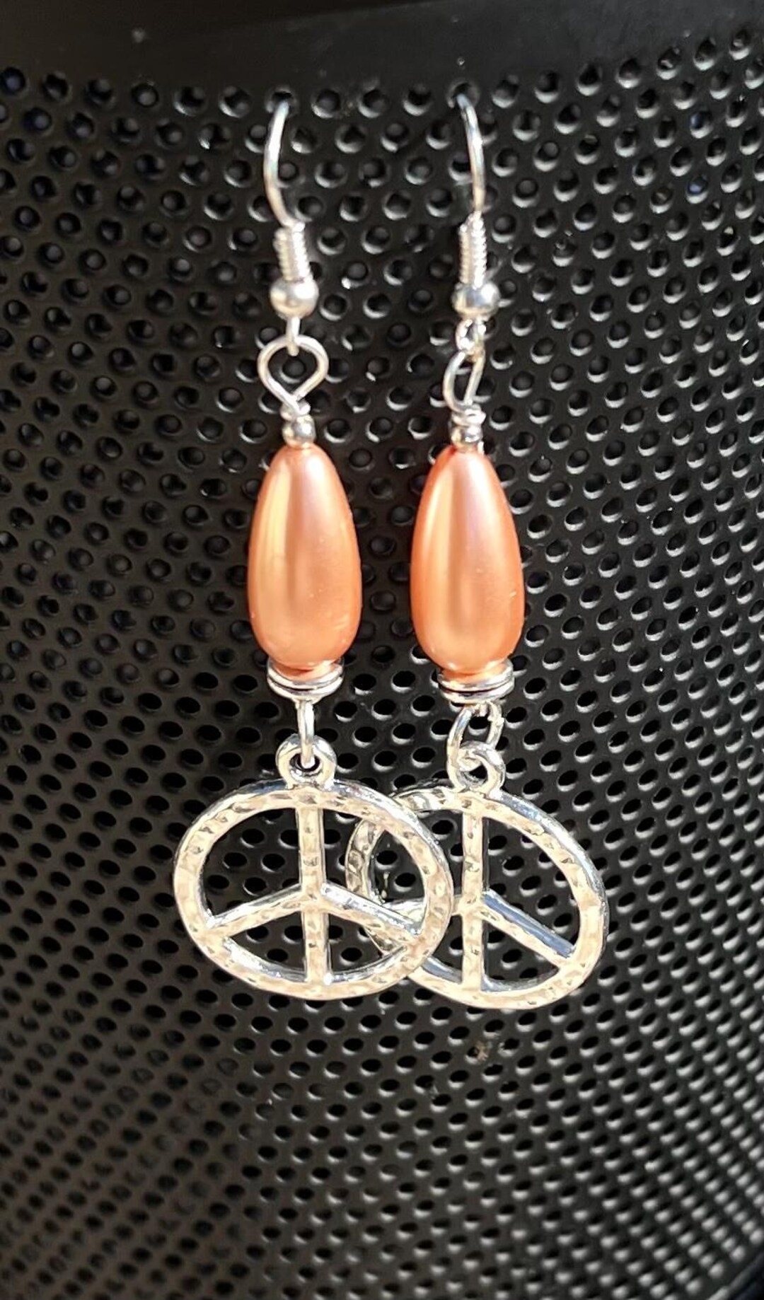 Boho Dangle Earrings Gypsy Hippie Earring Vintage Peach Glass Teardrop ...