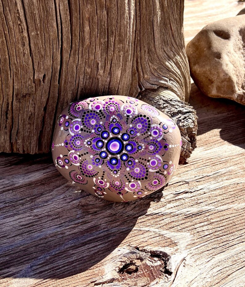 Large Hand Painted Art Stone Mandala Art Rock Painting Stone - Etsy