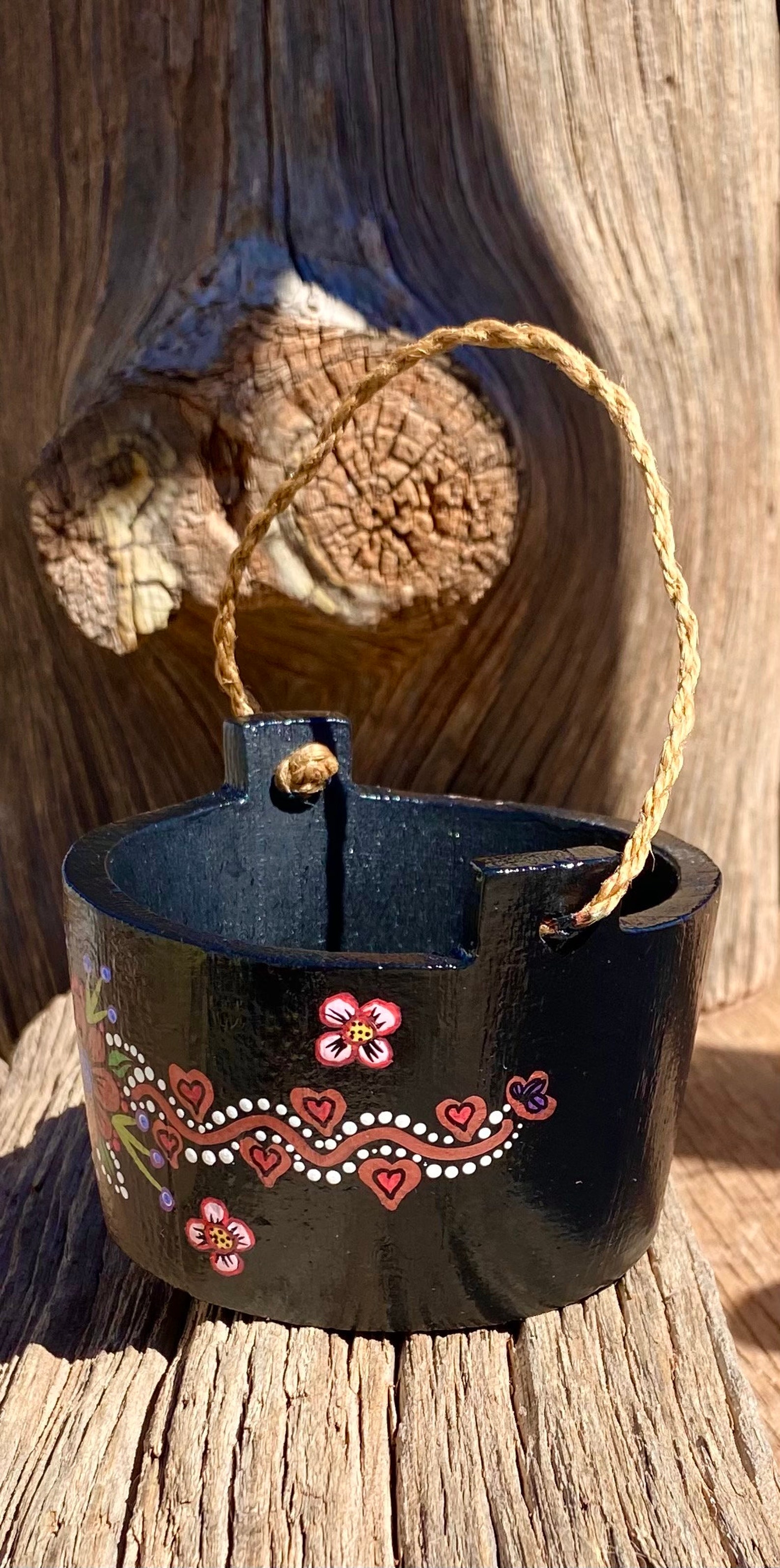 Small Hand Painted Wooden Bucket Floral Decor Pail - Etsy