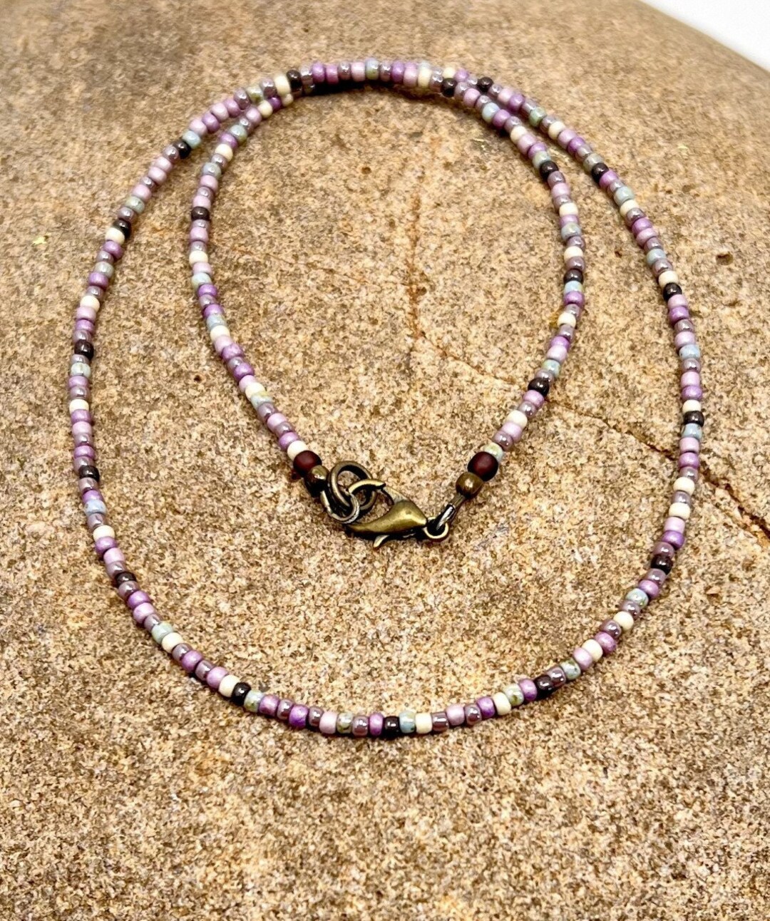 Teeny Tiny Seed Bead Minimalist Style Necklace Beaded Layering Necklace ...