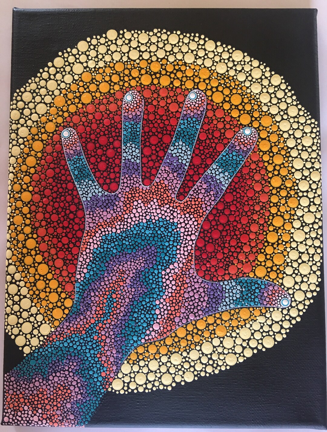 Leave Your Mark Acrylic Dot Art Painting 9 X 12 Stretched Canvas Hand ...