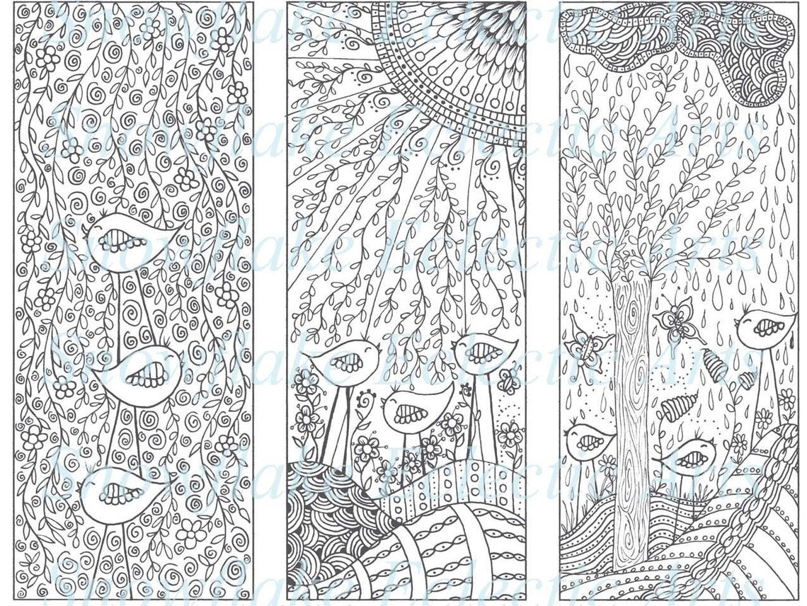 DIY Printable Coloring Page BOOKMARKS Instant PDF Digital | Etsy