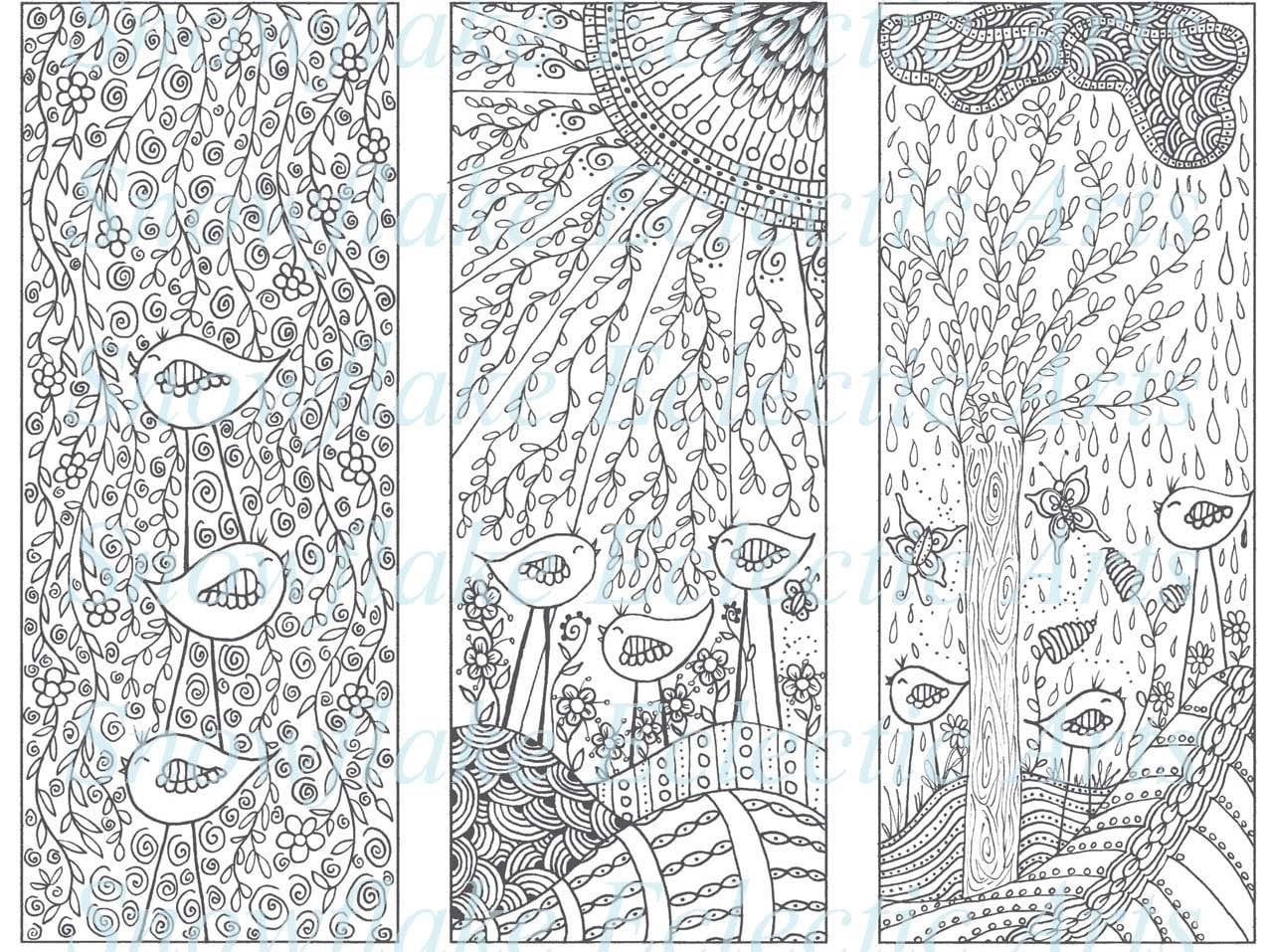 DIY Printable Coloring Page BOOKMARKS - Instant PDF Digital Download ...