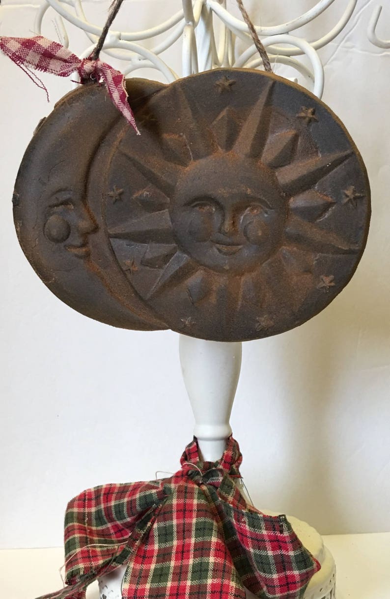 Primitive Rustic Handmade Blackened BEESWAX SUN & MOON - Etsy