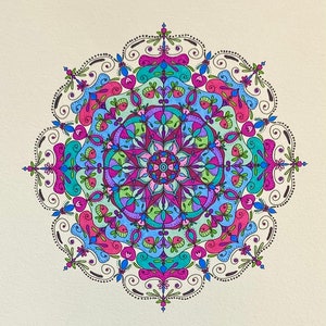 Mandala Fun Hand Drawn Ink Marker Mini Art 6.75 X 7 Inches | Etsy