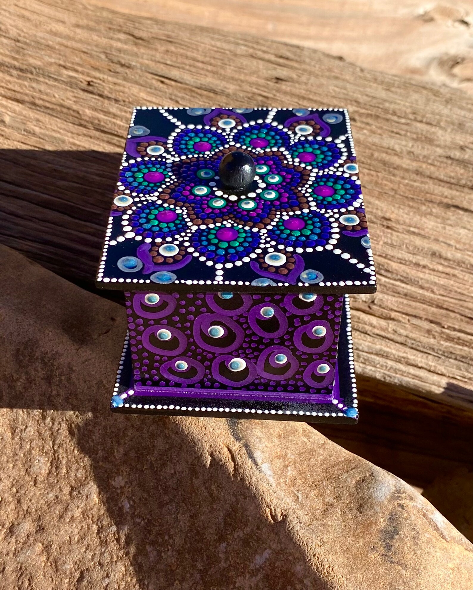 Hand Painted Decorative Trinket Boxes YOU Choose Dotted Mandala Dot Art ...