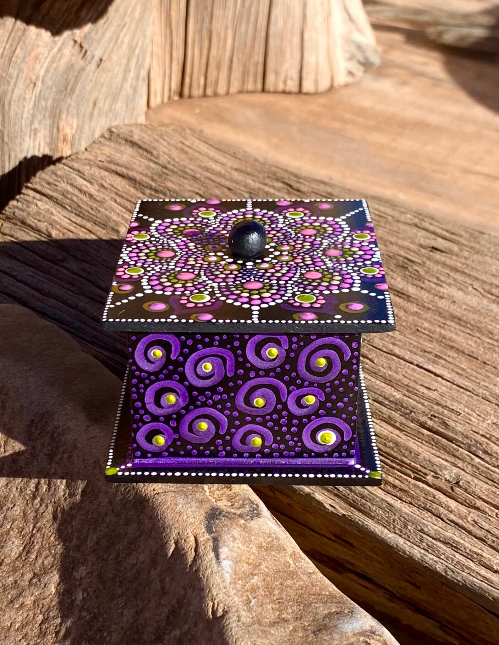 Hand Painted Decorative Trinket Boxes YOU Choose Dotted Mandala Dot Art ...