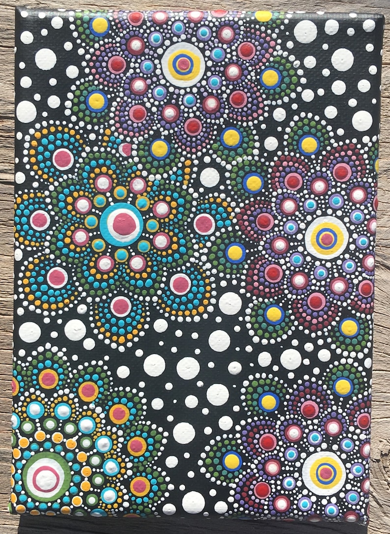 Dots & Flowers Small Dot Art Painting Vivid Colors 5X7 - Etsy
