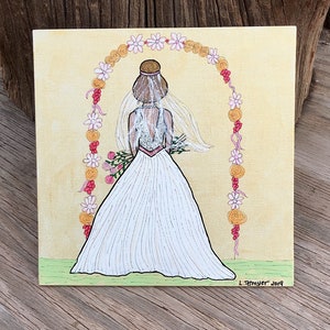 Bride Acrylic Painting 8 X 8 Inch Canvas Panel Gold Shimmer White ...