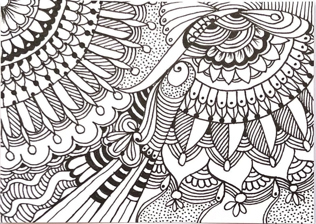 Busy Sun ACEO ORIGINAL Zentangle Style B&W or Color Your Own Way! Enjoy ...