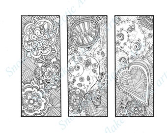 DIY Printable Coloring Page BOOKMARKS Instant PDF Digital | Etsy