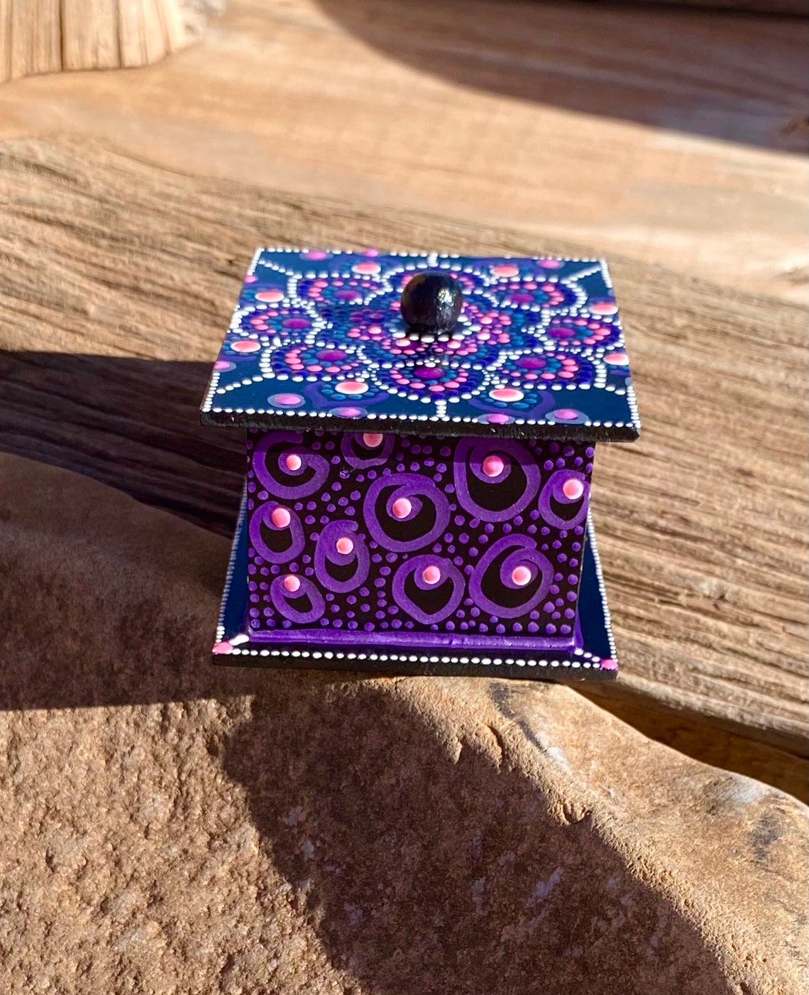 Hand Painted Decorative Trinket Boxes YOU Choose Dotted Mandala Dot Art ...