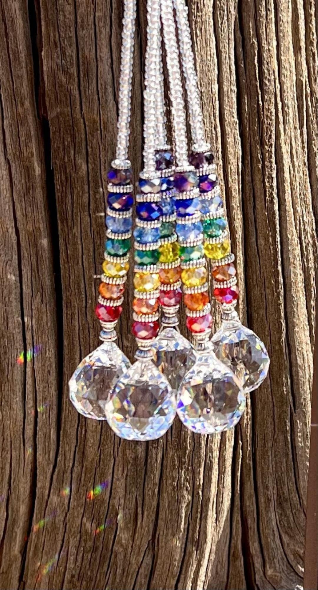Asfour Crystal Prism Chakra Suncatcher Rear View Mirror Car Charm ...