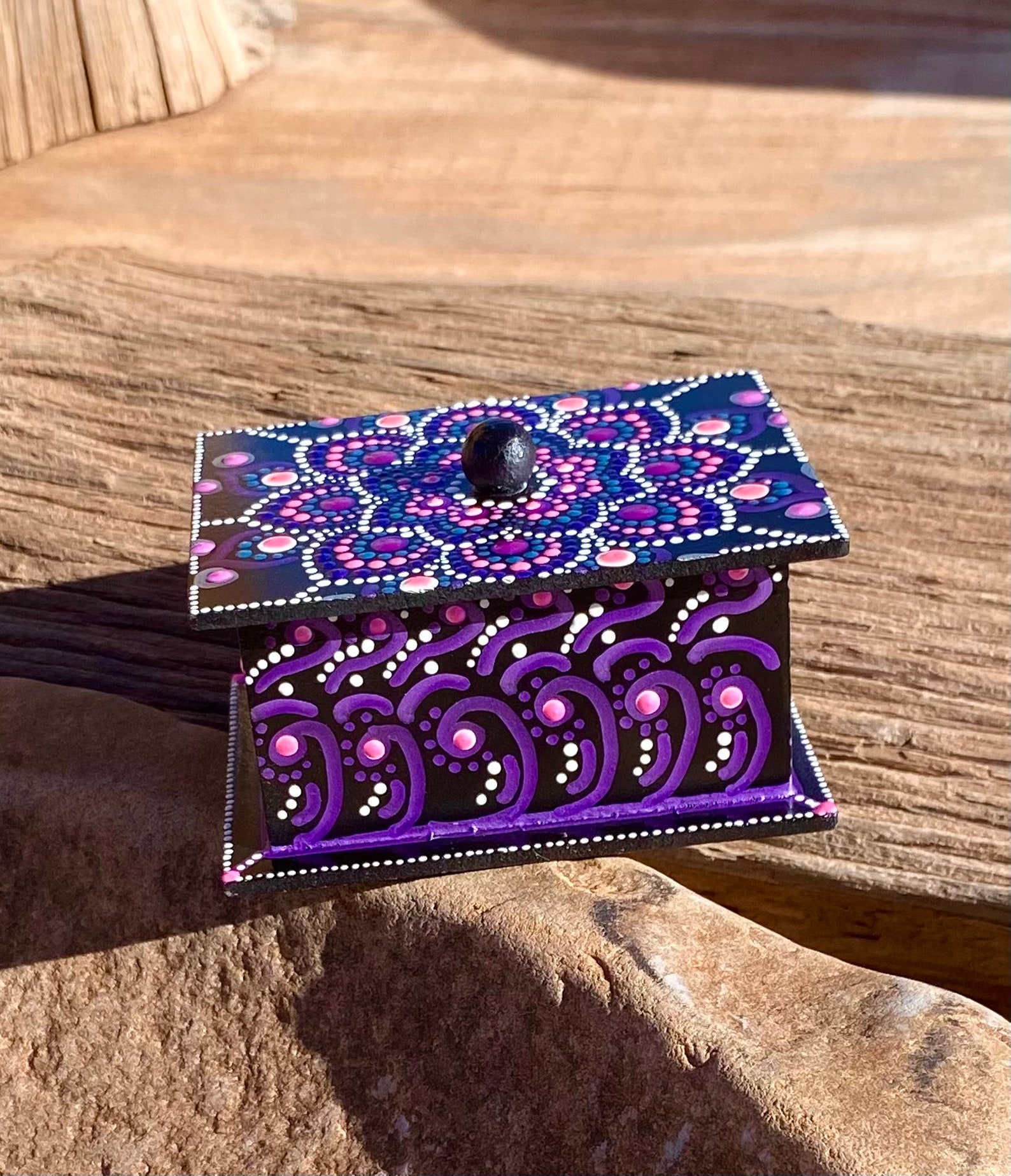 Hand Painted Decorative Trinket Boxes YOU Choose Dotted Mandala Dot Art ...