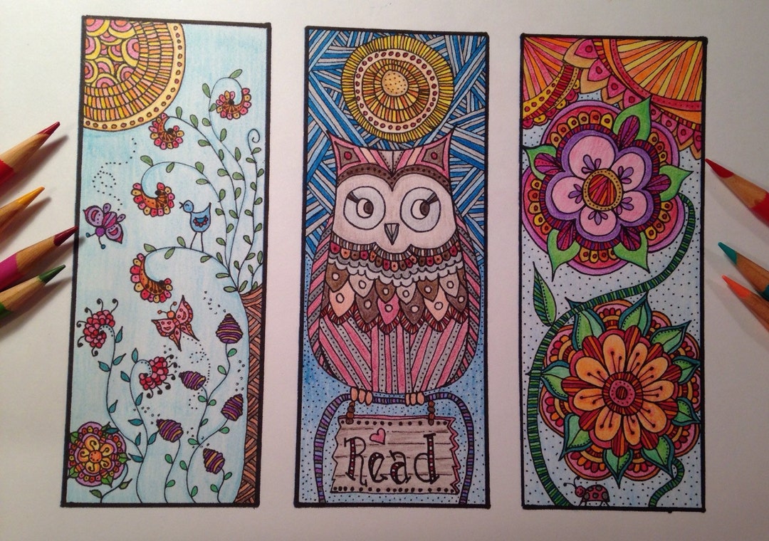 DIY Printable Coloring Page BOOKMARKS - Instant PDF Digital Download ...