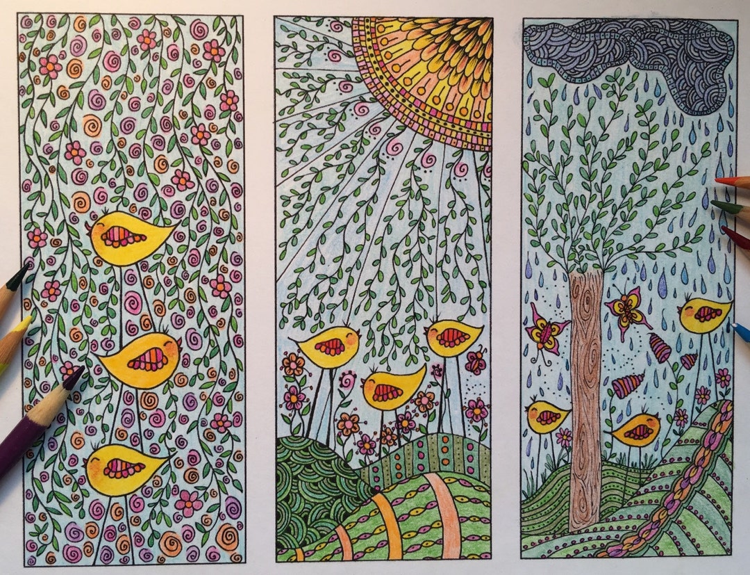 DIY Printable Coloring Page BOOKMARKS - Instant PDF Digital Download ...