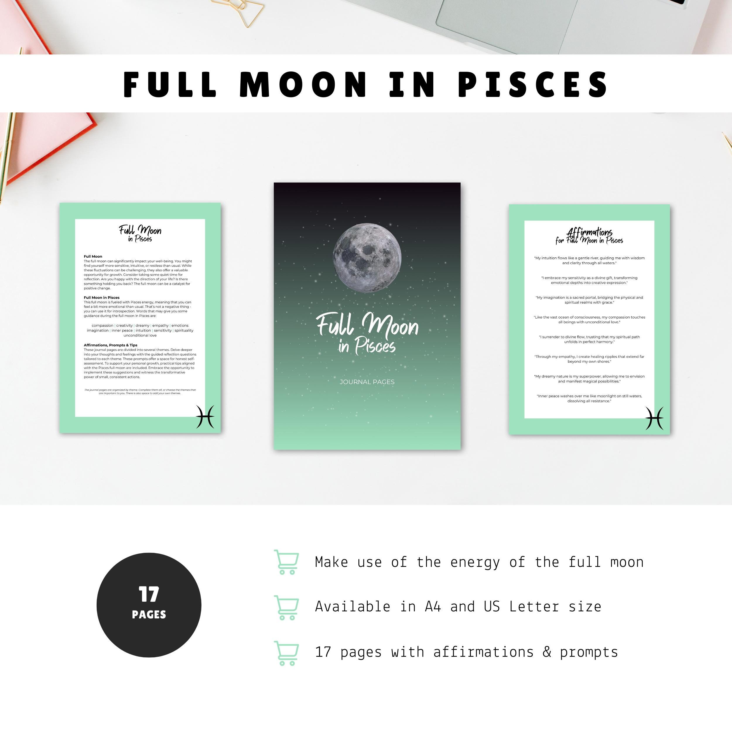 Full Moon in Pisces Journal Pages | Printable Full Moon Journal Pisces ...