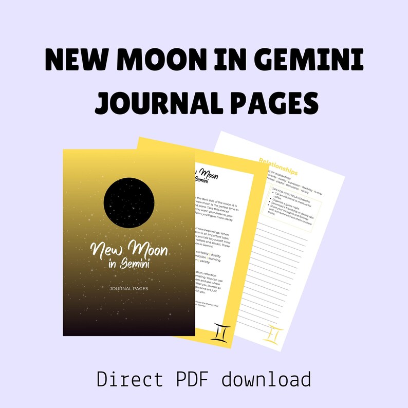 New Moon in Gemini Journal Pages | Moon Journal New Moon Gemini ...