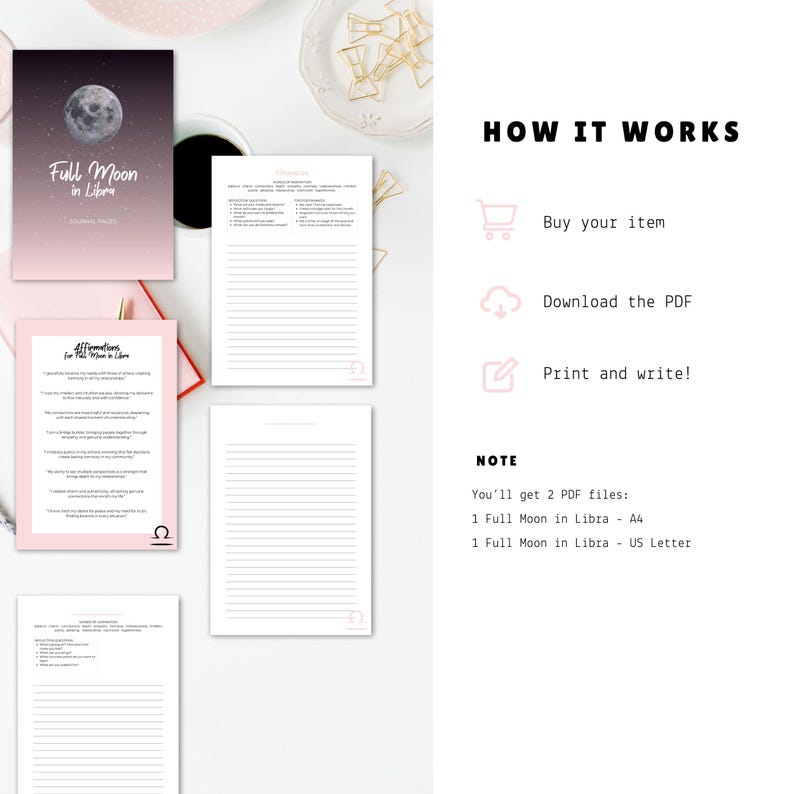 Full Moon in Libra Journal: Printable Prompts & Affirmations (PDF) - Etsy