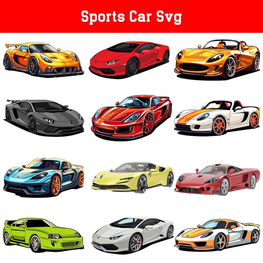 Sports Car Svg, Racing Car Svg, Luxury Car Svg, Sports Car Clipart, Car ...