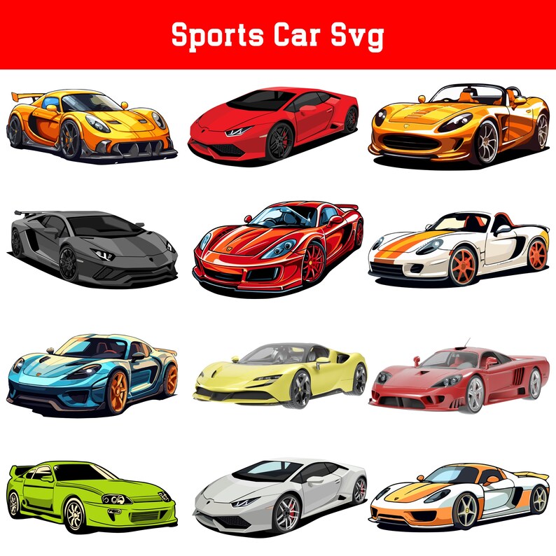 Sports Car Svg, Racing Car Svg, Luxury Car Svg, Sports Car Clipart, Car ...