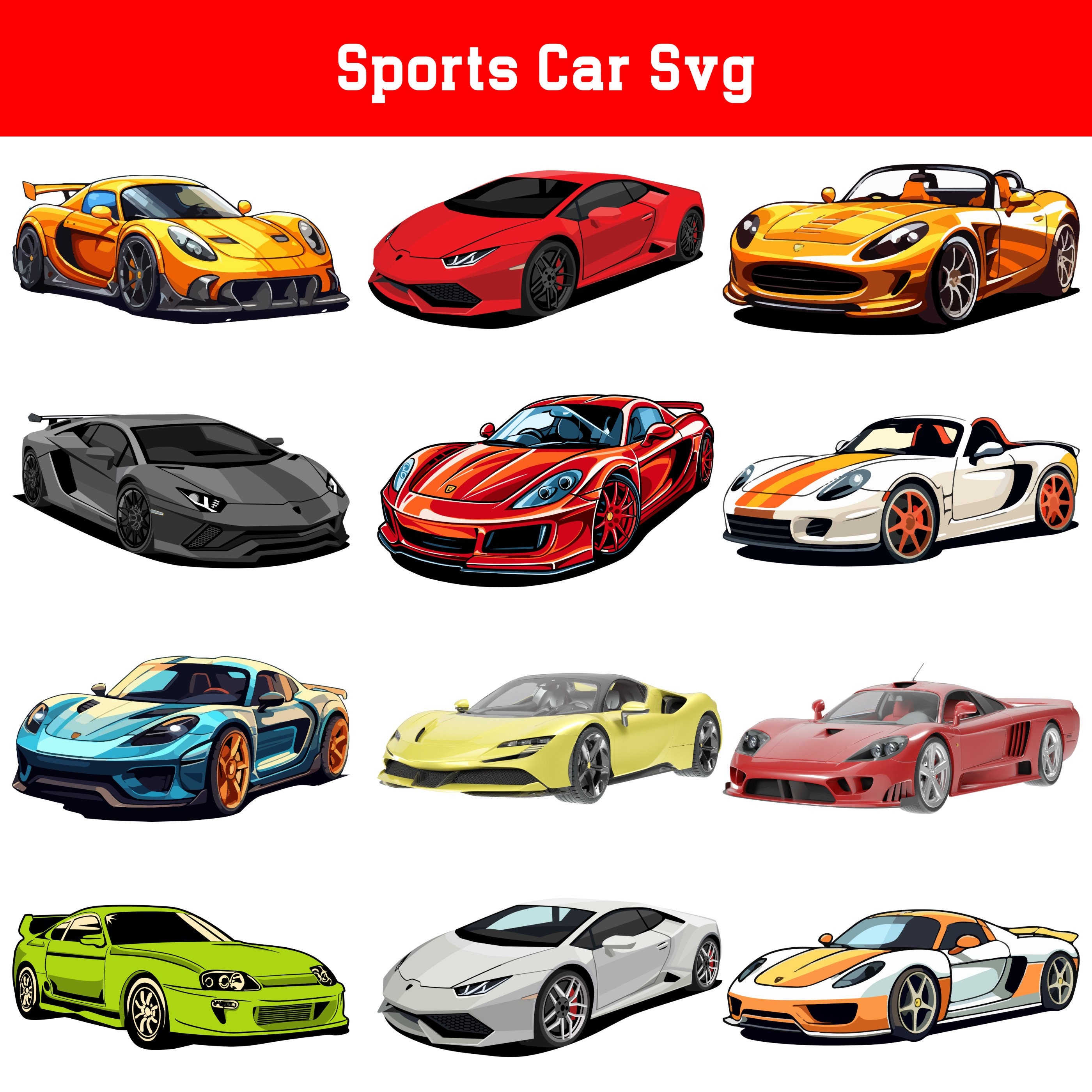 Sports Car Svg, Racing Car Svg, Luxury Car Svg, Sports Car Clipart, Car ...