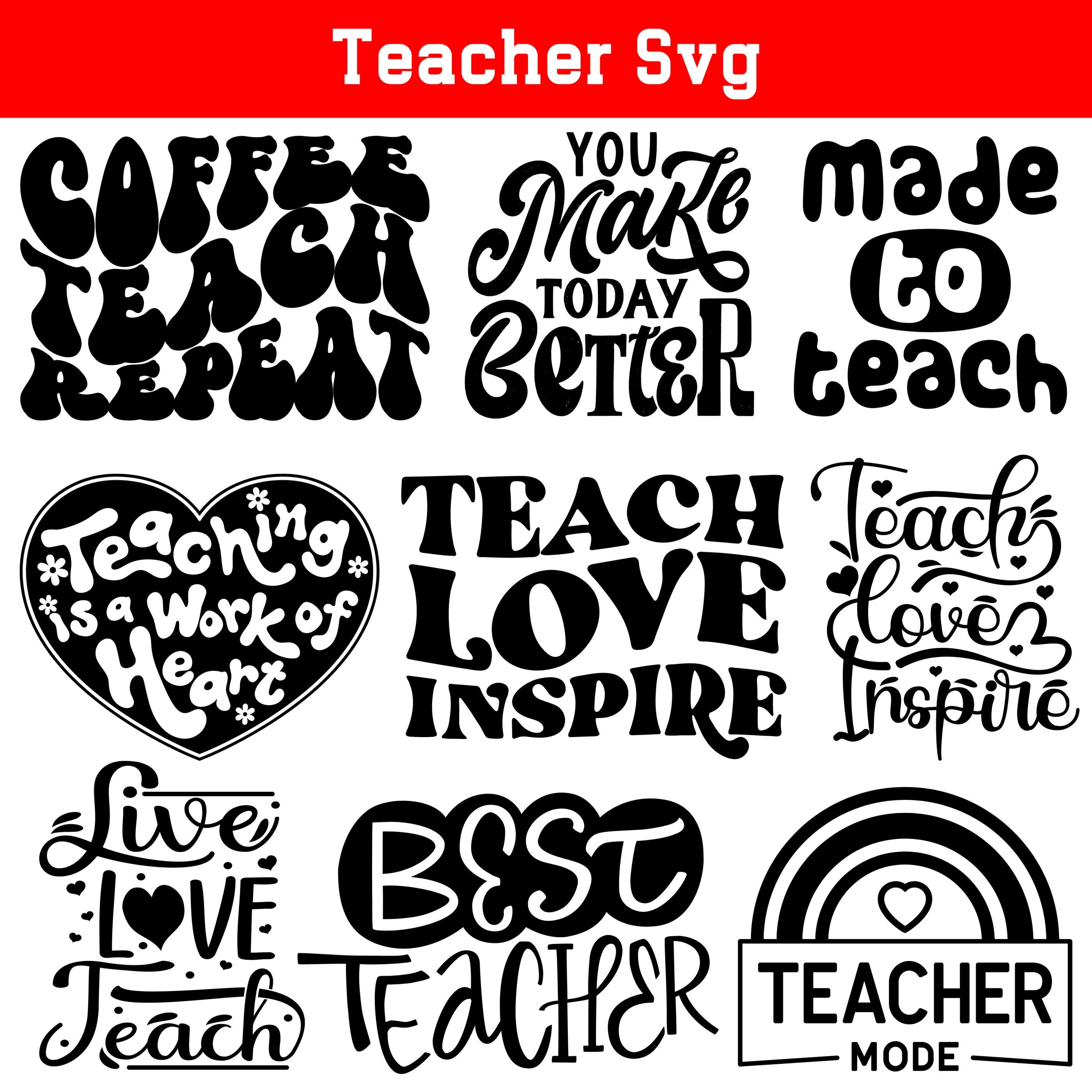 Teacher Svg Bundle, Teacher Svg Files, Teacher Quote Svg, School Svg ...