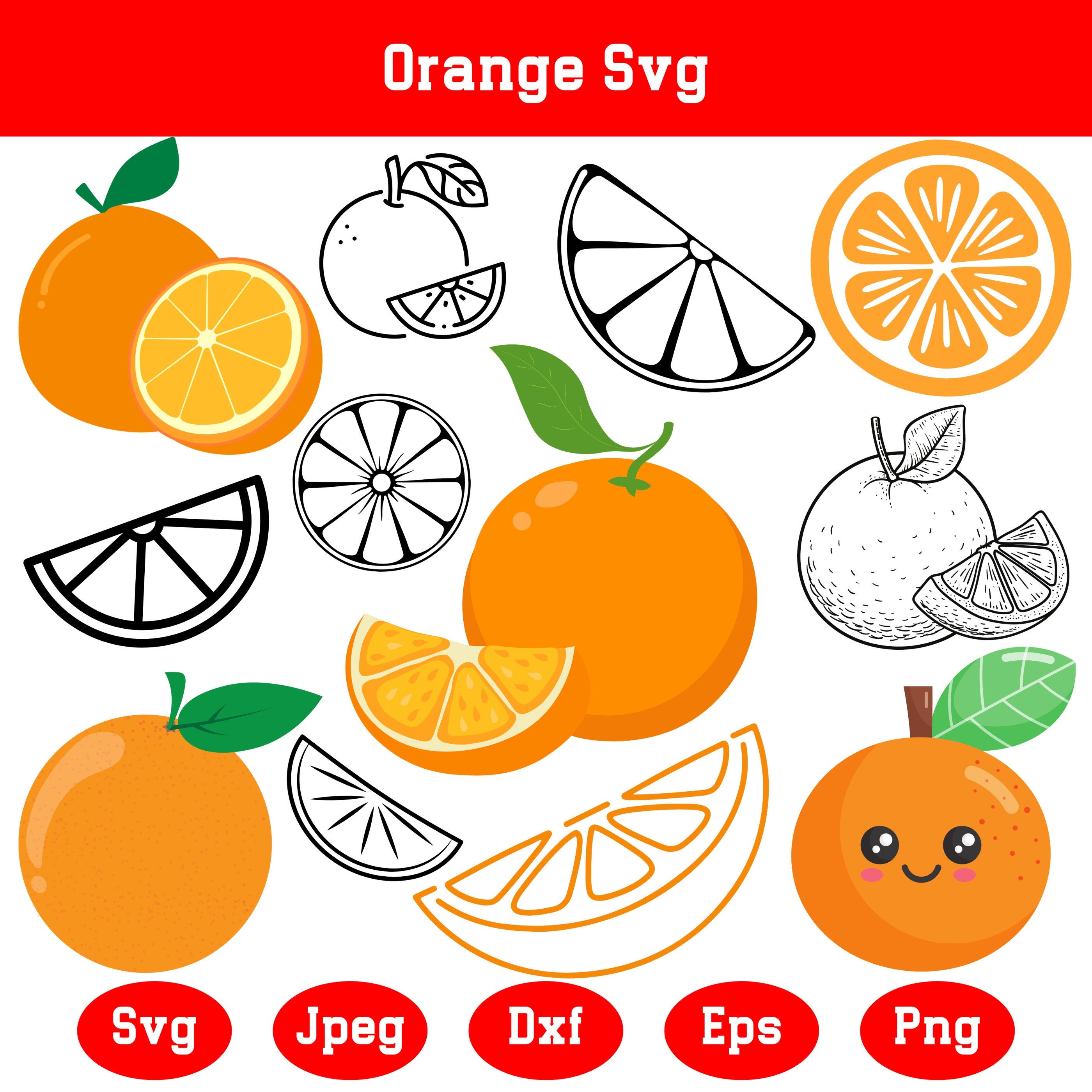 Orange Svg, Orange Slice Svg, Orange Clipart, Fruit Svg, Tropical Fruit ...