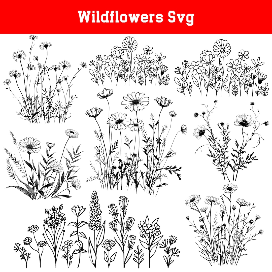 Wildflower Svg Bundle, Wildflower Svg, Flower Svg, Wildflower Clipart ...