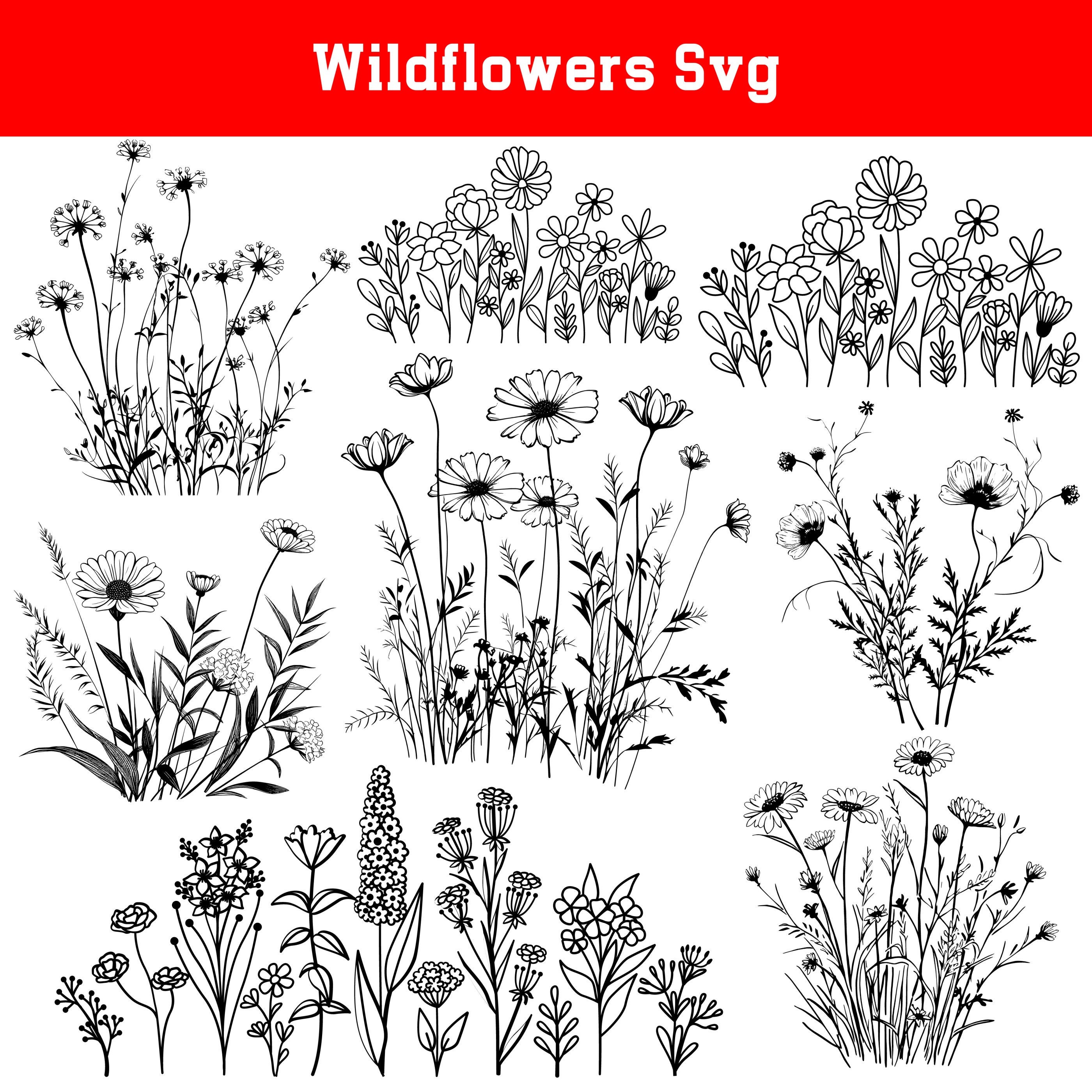 Wildflower Svg Bundle, Wildflower Svg, Flower Svg, Wildflower Clipart ...