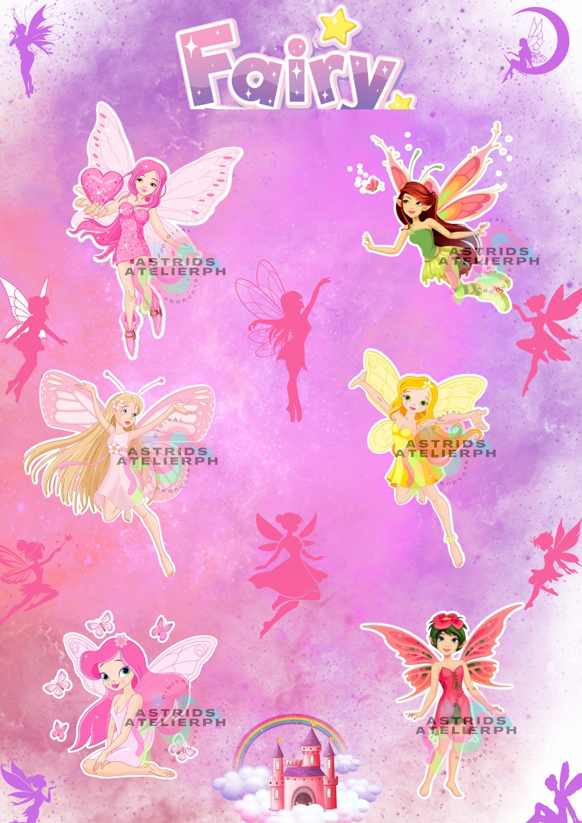 Princess & Fairy Printable Stickers SVG and PNG - Etsy