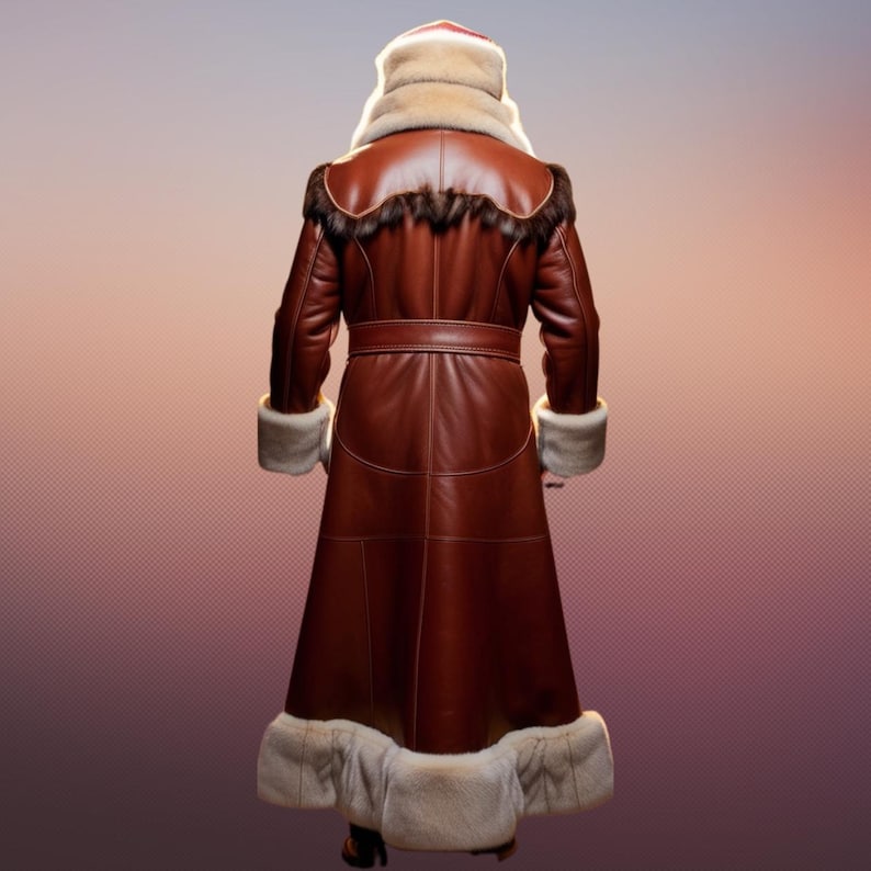 Luxurious Red Santa Claus Coat With Fur Trim/leather Coat/leather ...