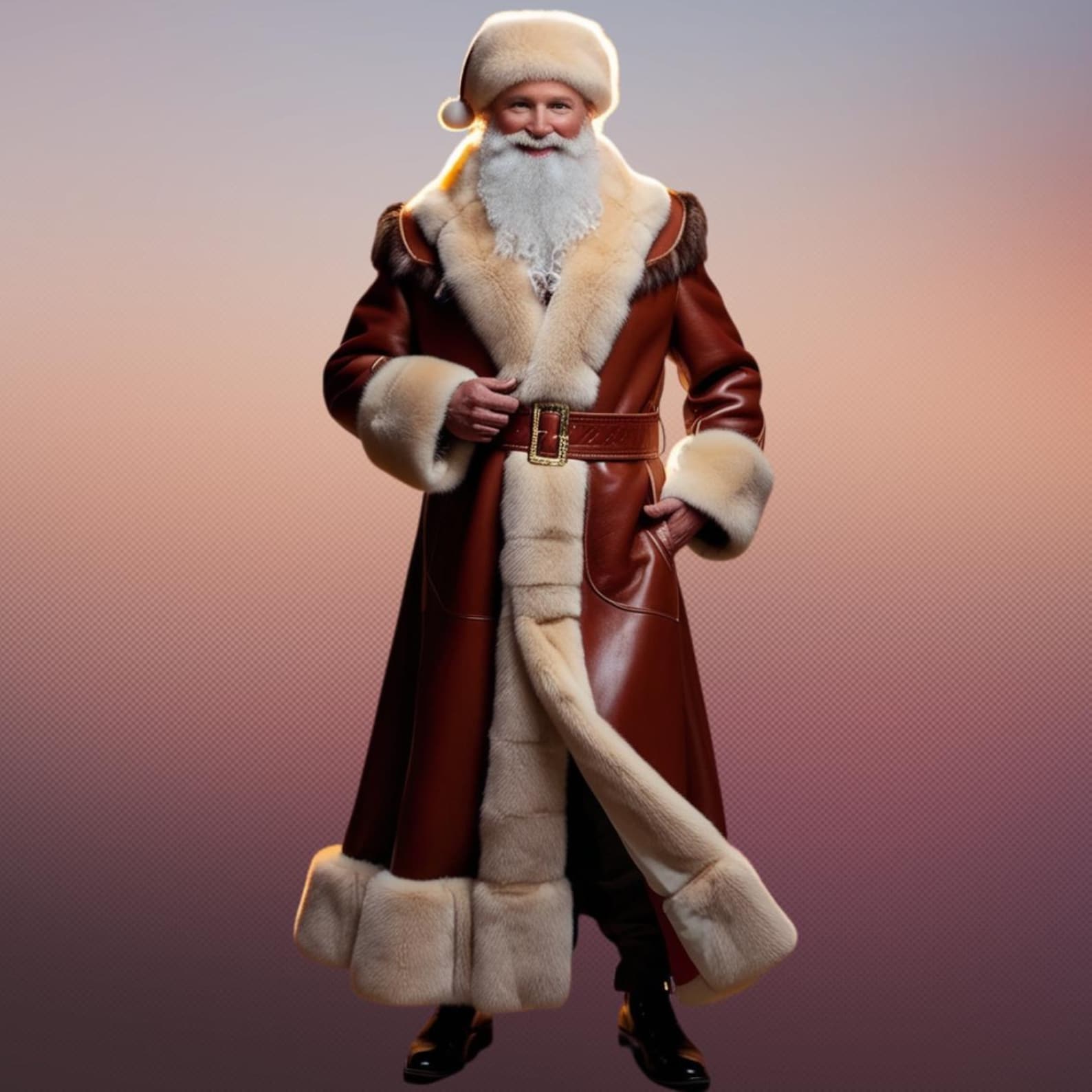 Luxurious Red Santa Claus Coat With Fur Trim/leather Coat/leather ...