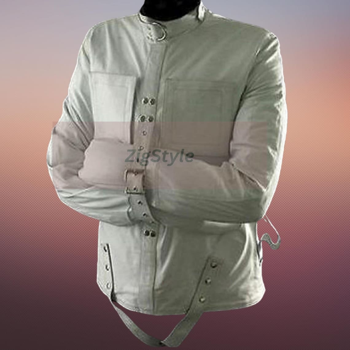 White Leather Strait Jacket - Etsy