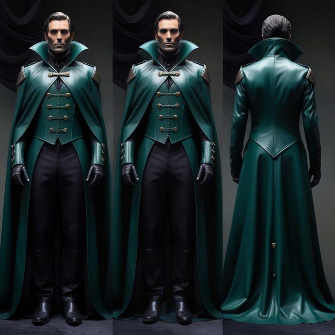 Regal Green Cloak and Suit Ensemble/handmade Cloak/mens Cloak/leather ...
